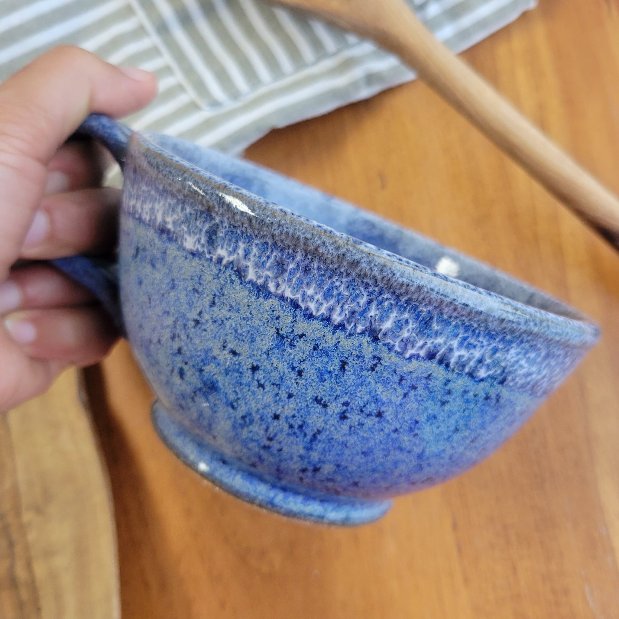 Soup & Stew Bowls with Handles – Blue Speckled Stoneware – The Mud Place