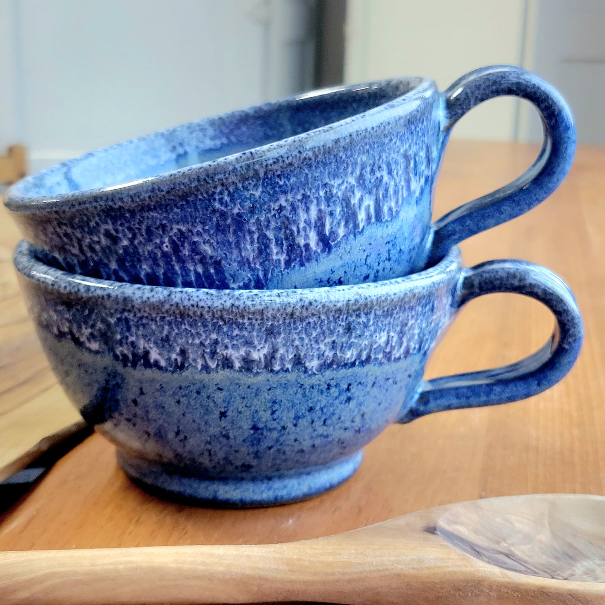 Soup & Stew Bowls with Handles – Blue Speckled Stoneware – The Mud Place